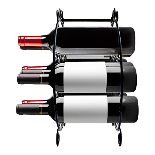 Maypes 7-Bottle Countertop Wine Rack โ 13x12x6.5 in., Iron Wire Wine Rack for Countertop, Bars, or Storage Cabinet โ Decorative Tabletop Wine Rack for Demi or Standard Bottles โ Wine Storage