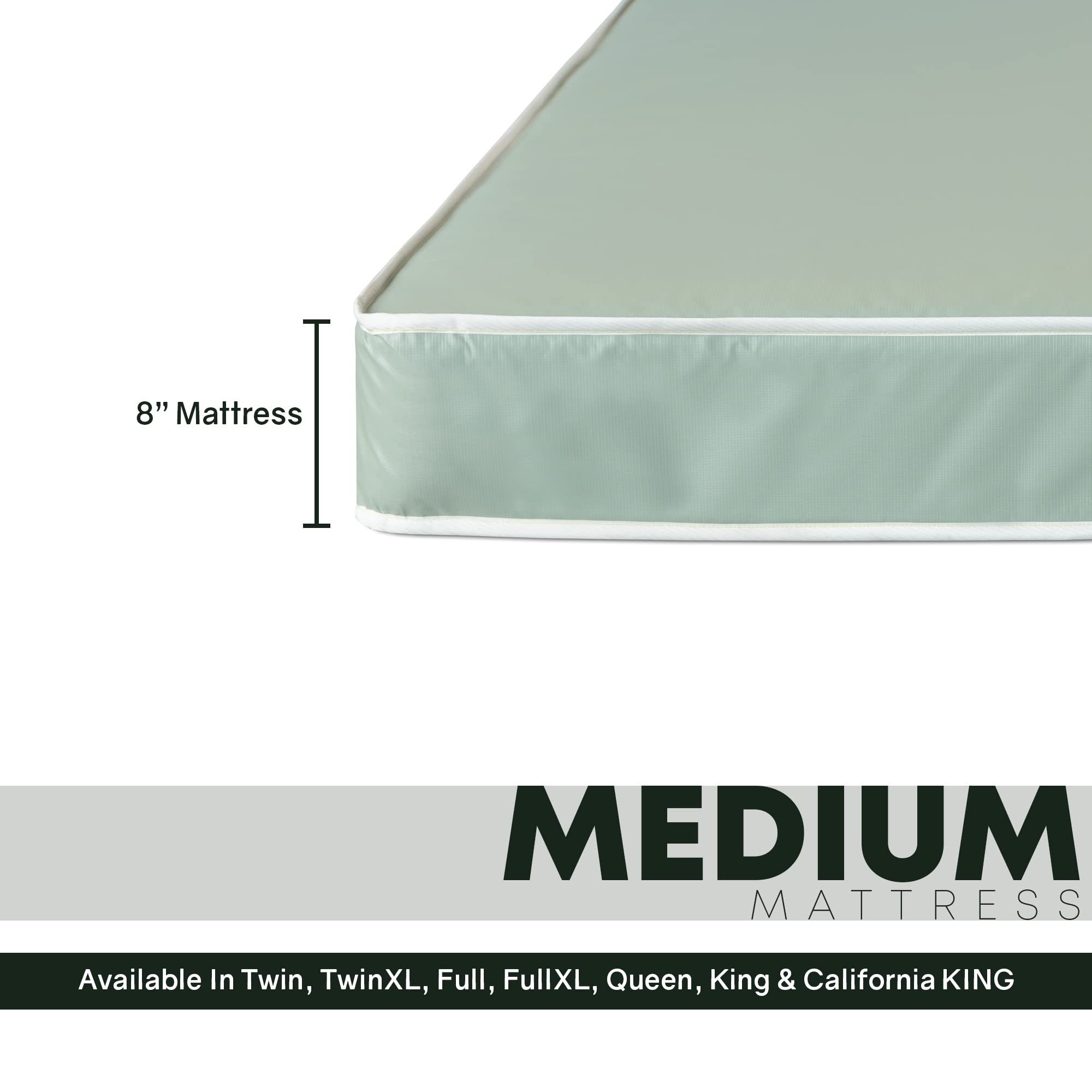 Mattress Solution 8-Inch Firm Double sided Tight top Waterproof Vinyl Innerspring Mattress, Twin,