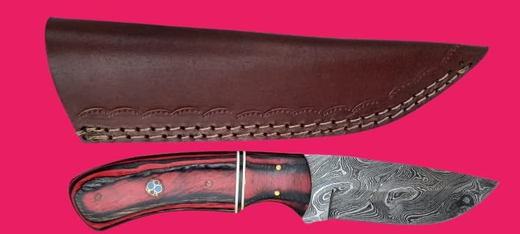 PSK22 - Full Tang Hand Made Damascus Hunting Knife With Pakka Wood Handle, Camping Gift