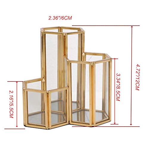 K COOL Decorative Makeup Brush Holder Pen Pencil Holder for Desk Organizer Gold Glass Cosmetic Display Cases Pot for Women Girls