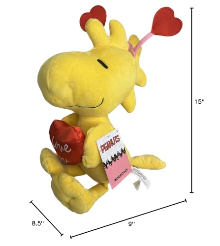 Peanuts Valentine’s Large Plush Woodstock, Kids Toys for Ages 3 Up by Just Play