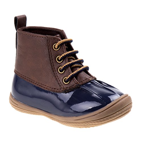 Josmo Unisex-Baby Luke Fashion Boot, navy patent/brown, 7 Medium US Toddler
