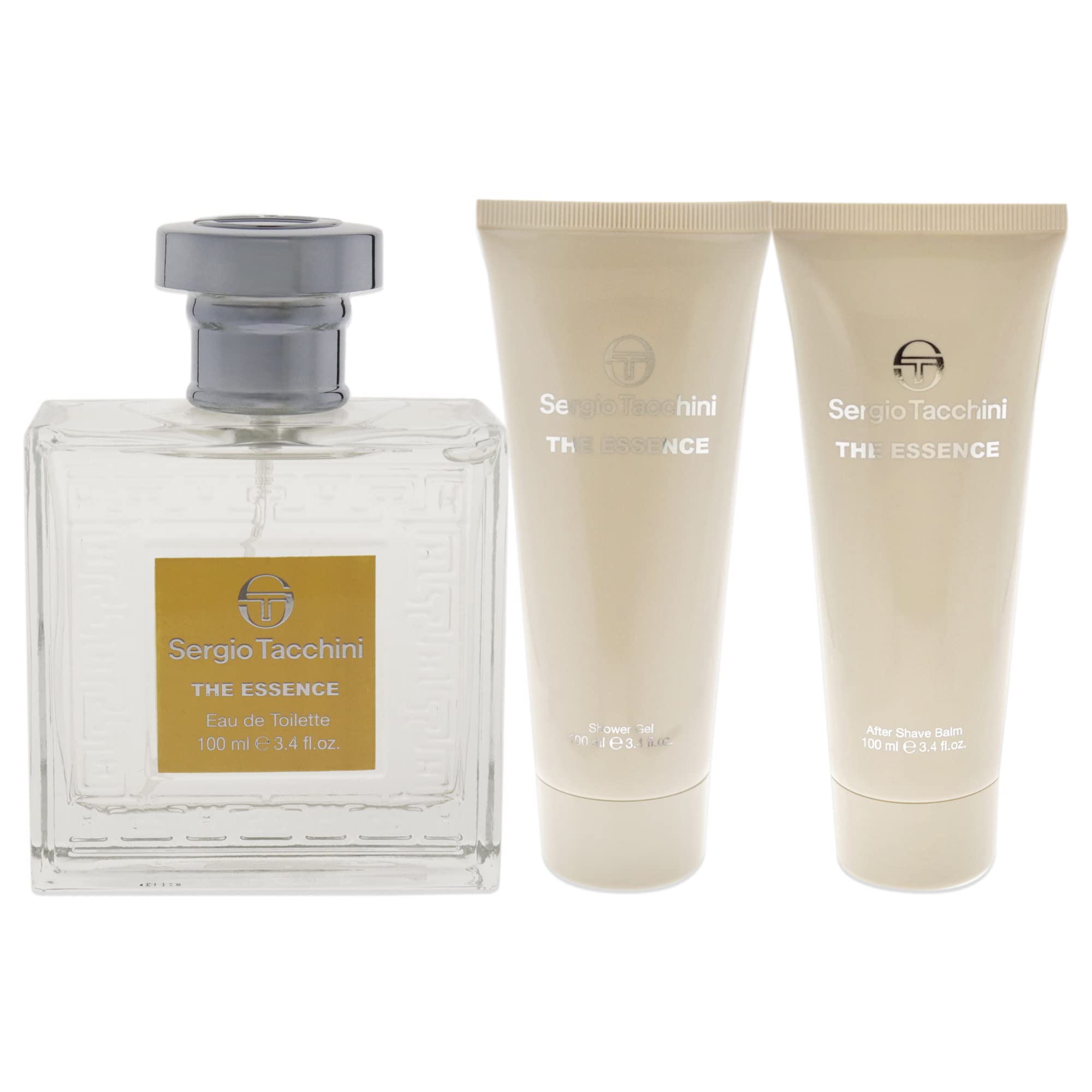 Sergio Tacchini The Essence 3.4oz EDT Spray, 3.4oz After Shave Balm, 3.4oz Shower Gel Men 3 Pc Gift Set
