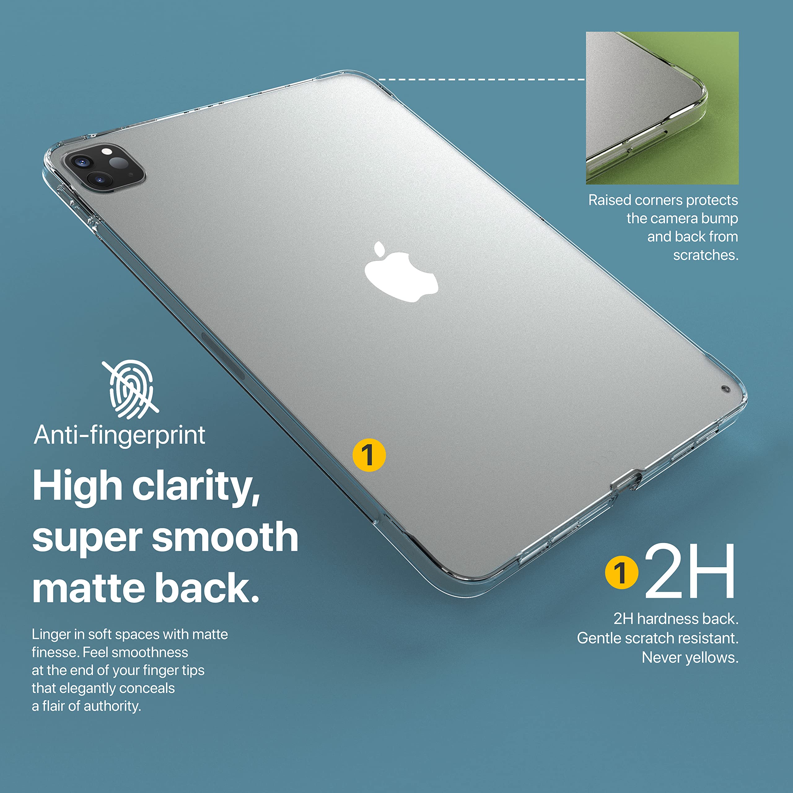 TineeOwl Arctic iPad Pro 11 inch Case 2022, 2021, 2020 & 2018 (4th, 3rd, 2nd, 1st Generation) Ultra Thin Crystal Clear Case with Matte Back, Supports Apple Pencil Charging, TPU Bumper (Clear)
