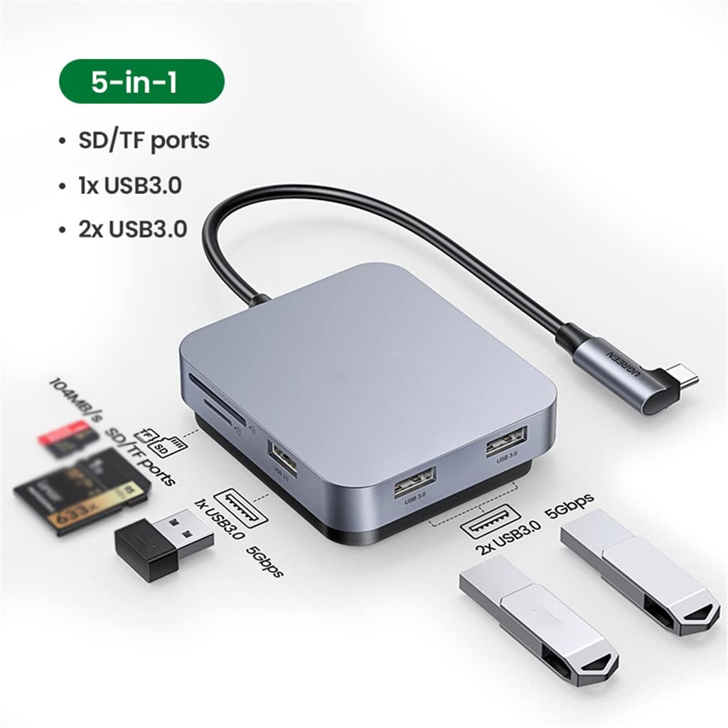 SDFGH 5 in 1 Type UGREEN USB C HUB to USB 3.0 5Gbps TF/SD Card 104MB/s Accessories Magnetic