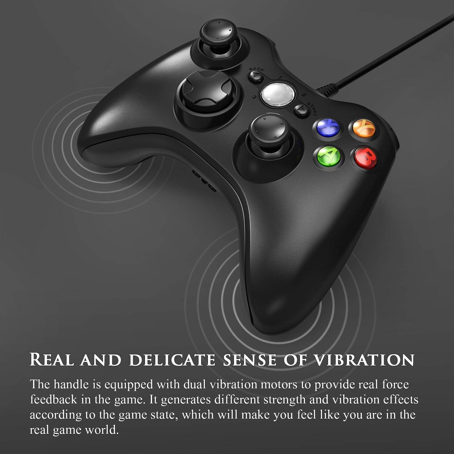 JAMSWALL X-box 360 Wired Controller, 2.4GHZ Game Controller Gamepad Joystick X-box & Slim 360 PC Windows 7,8,10(Black)