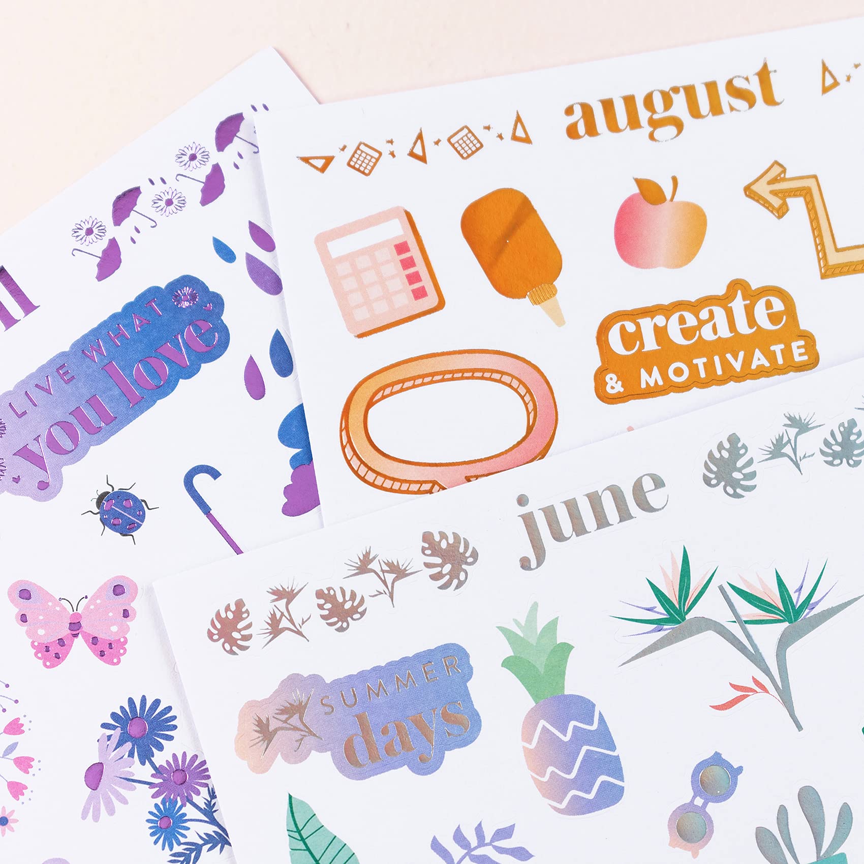 Monthly Sticker Book - Edition 7. 12 Mixed Metallic Sheets, 446 Stickers. Inspirational Saying, Monthly Motifs, Organizational Designs, and More. Planner and Notebook Sticker Pack by Erin Condren.