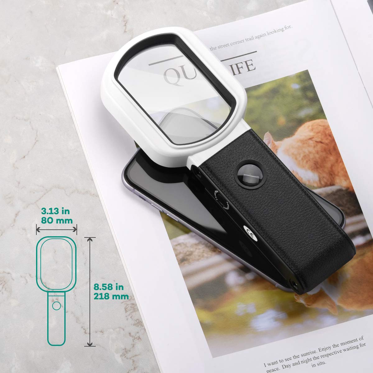 Magnifying Glass with Light, 15X 4X Handheld and Standing Magnifying Glass 9 LED Illuminated Lighted Magnifier for Reading, Inspection, Jewelry, Exploring, Hobbies & Crafts