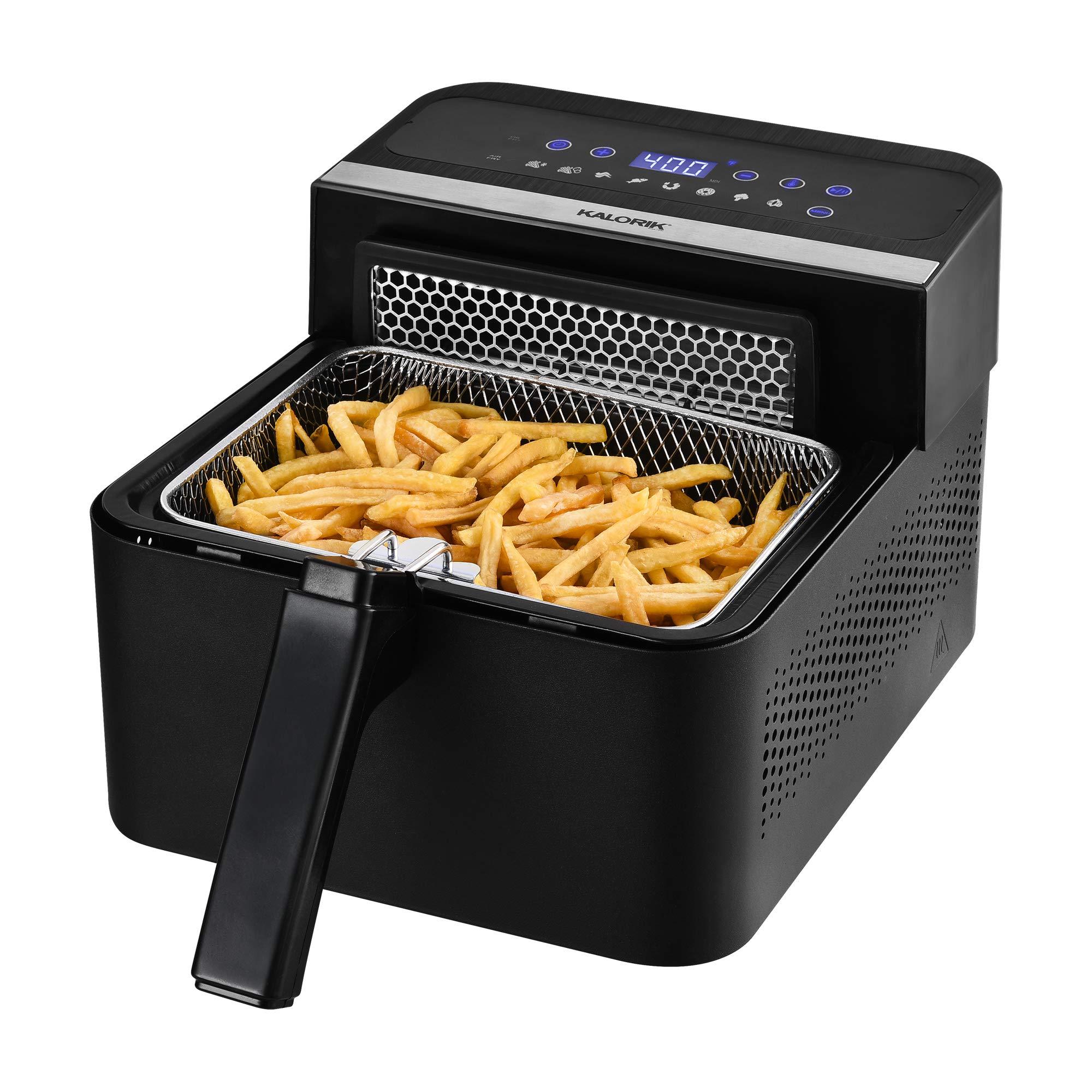 Kalorik FT 45418 BK 2-in-1 Digital Air and Deep Fryer, Black, LED Display Features Easy-to-use Digital Controls with 8 Cooking Presets, 3-Quart Basket Yields 3 to 4 Servings, Detachable Power Cord