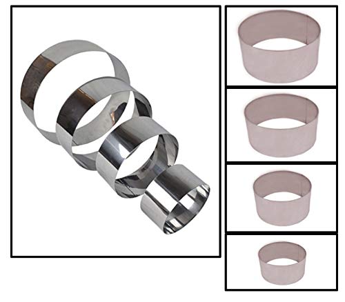 Set of 4 Round Mousse Cake Baking Rings Cutters Bottomless by EUROTINS