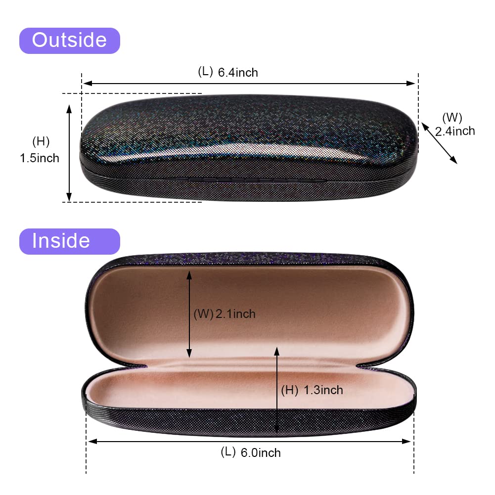 MBSCS 6 Pack Hard Shell Eyeglasses Glasses Case Shiny Glasses Protective Case for Eyeglasses