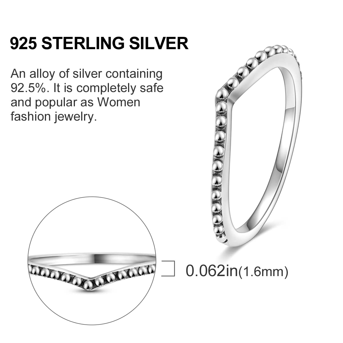 NARMO Rings for Women Sterling Silver Line Ring Cubic Zirconia Wide Band Rings (6)