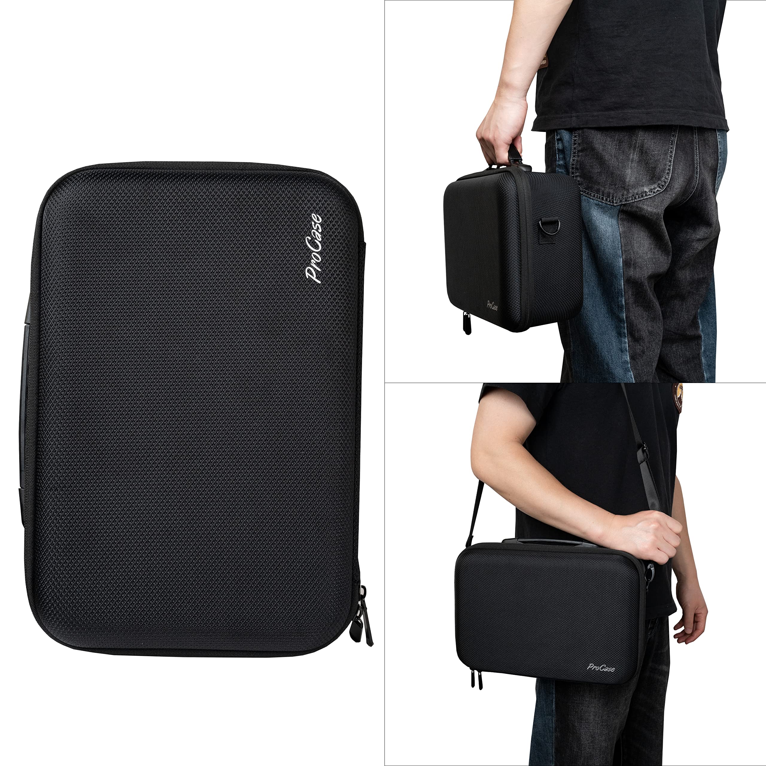 ProCase Hard Carrying Case for DJI Mini 3 Pro/DJI Mini 3 Pro (DJI RC) and Accessories, Portable Shockproof Travel Storage Bag with Shoulder Strap -Black