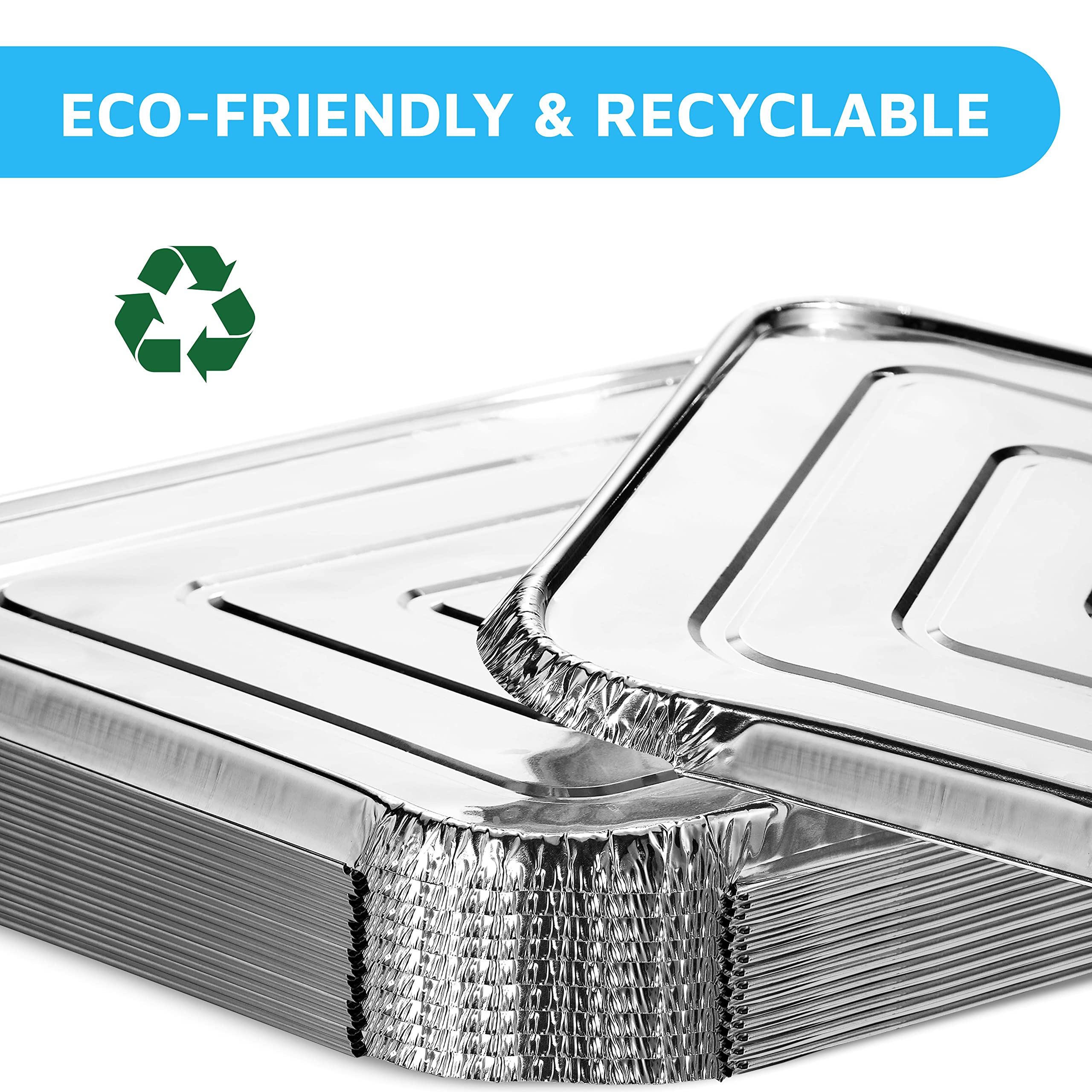 MontoPack Half-Size Aluminium Foil Lids | [50 Pack] | Perfect Fit for 9x13 Roasting Pans | Premium Quality for Baking & Catering | Disposable Food Prep Containers Lids