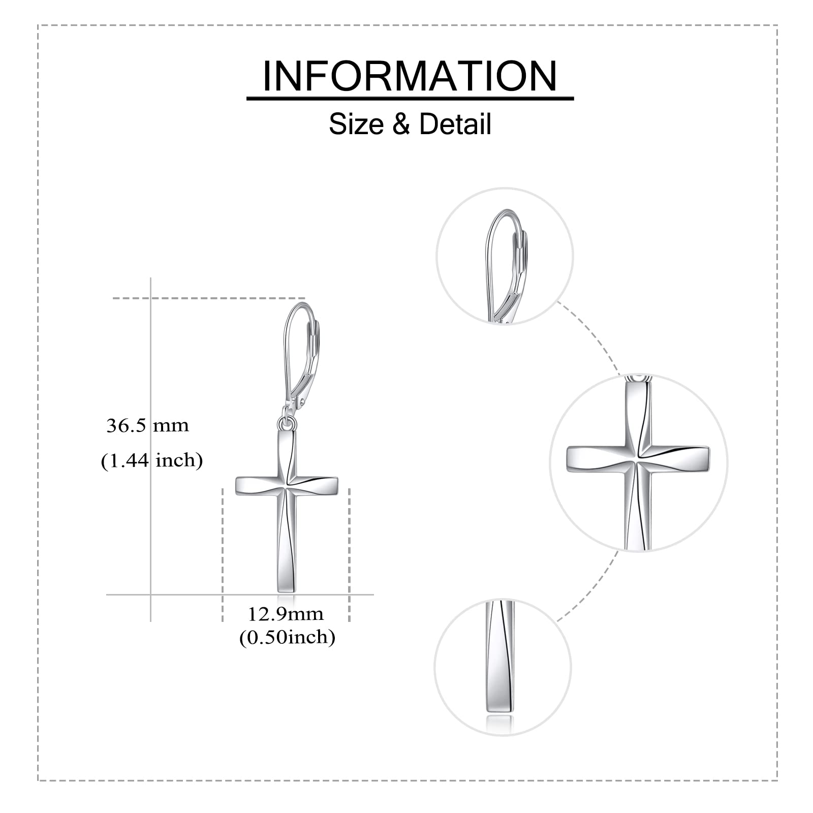 Origami Cross Earrings Sterling Silver Cross Dangle Drop Earring Cross Jewelry Gifts for Women