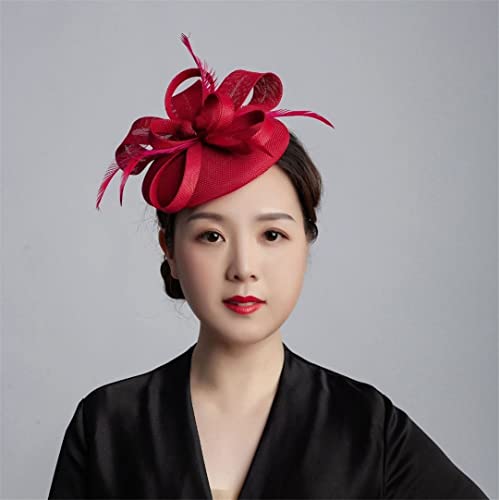 Navy Blue with Feathers Wedding Races Special Occasion Hat Church Headwear Navy Blue
