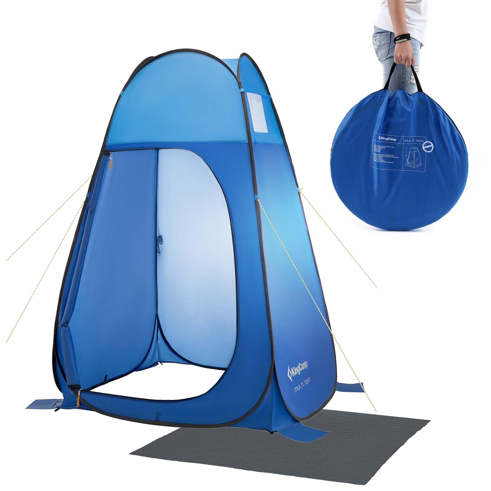 KingCamp Portable Pop Up Shower Tent for Camping, Lightweight Waterproof Dressing Changing Privacy Tent with Carry Bag for Outdoor, Shower, Fishing, Bathing, Toilet, Beach, Park, Blue, 47x47x75 inches