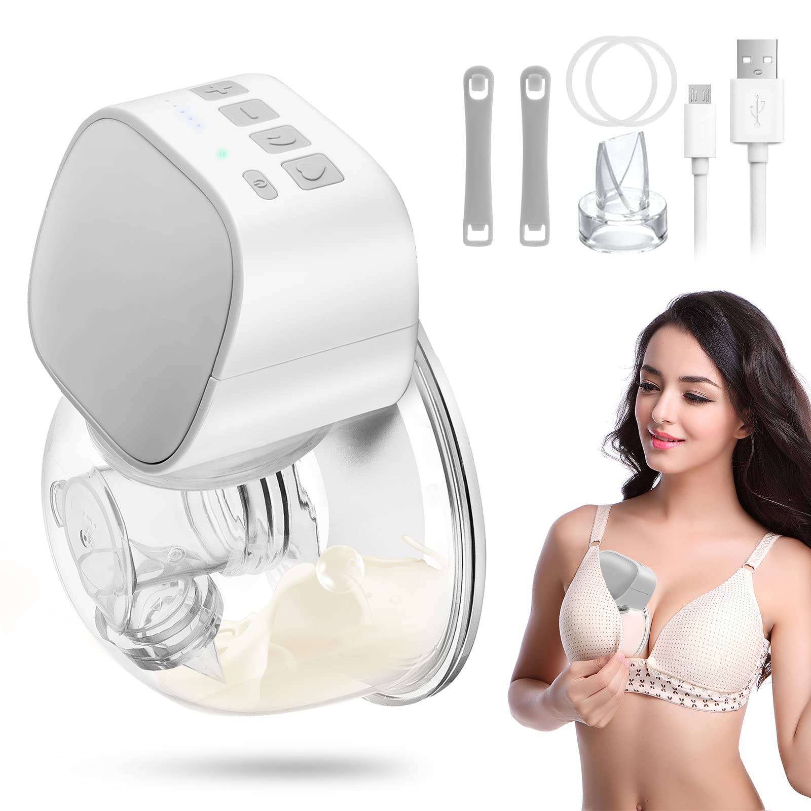 Wearable Breast Pump, S12 Electric Hands Free Breastfeeding Pump with 3 Modes, 12 Levels, Memory Function Spill-Proof Quiet Pain-Free Breast Pump