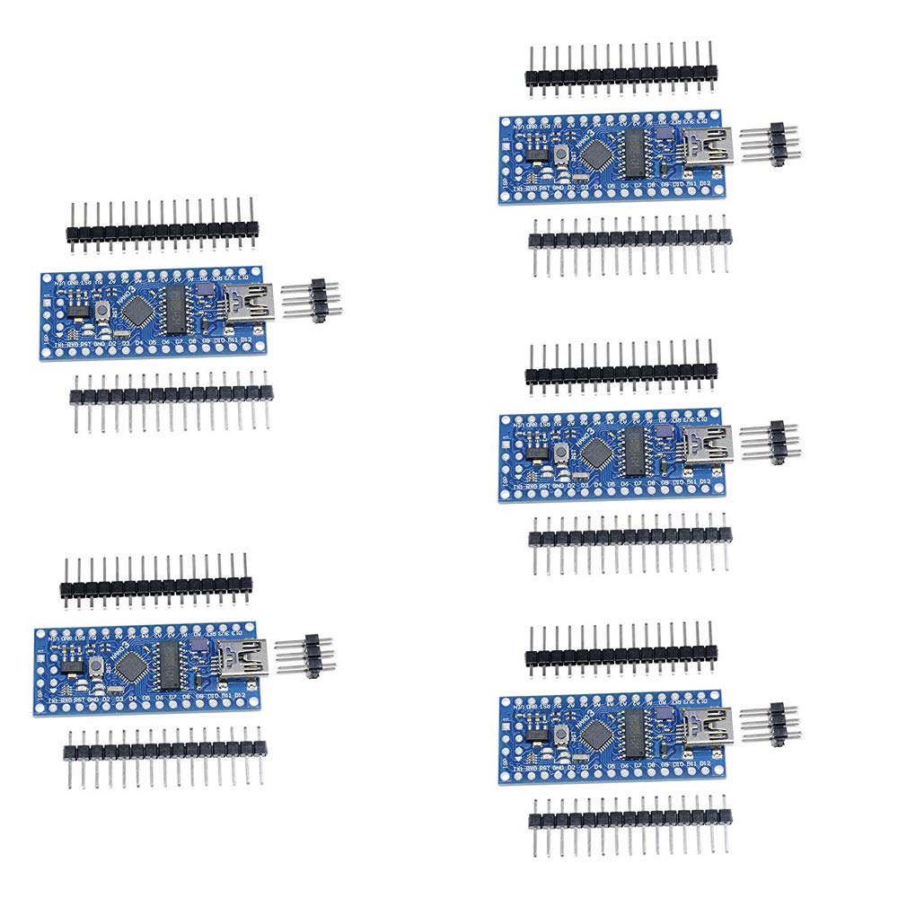 KOOBOOK 5Pcs USB Nano V3.0 ATmega168 16M 5V Mini-controller CH340G Mini USB UART Board Microcontroller Module For Arduino