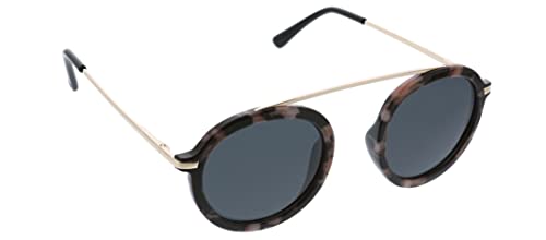Peepers by PeeperSpecs Women's On Holiday Sun Round Polarized Sunglasses-No Correction, Black Marble, 47 mm + 0