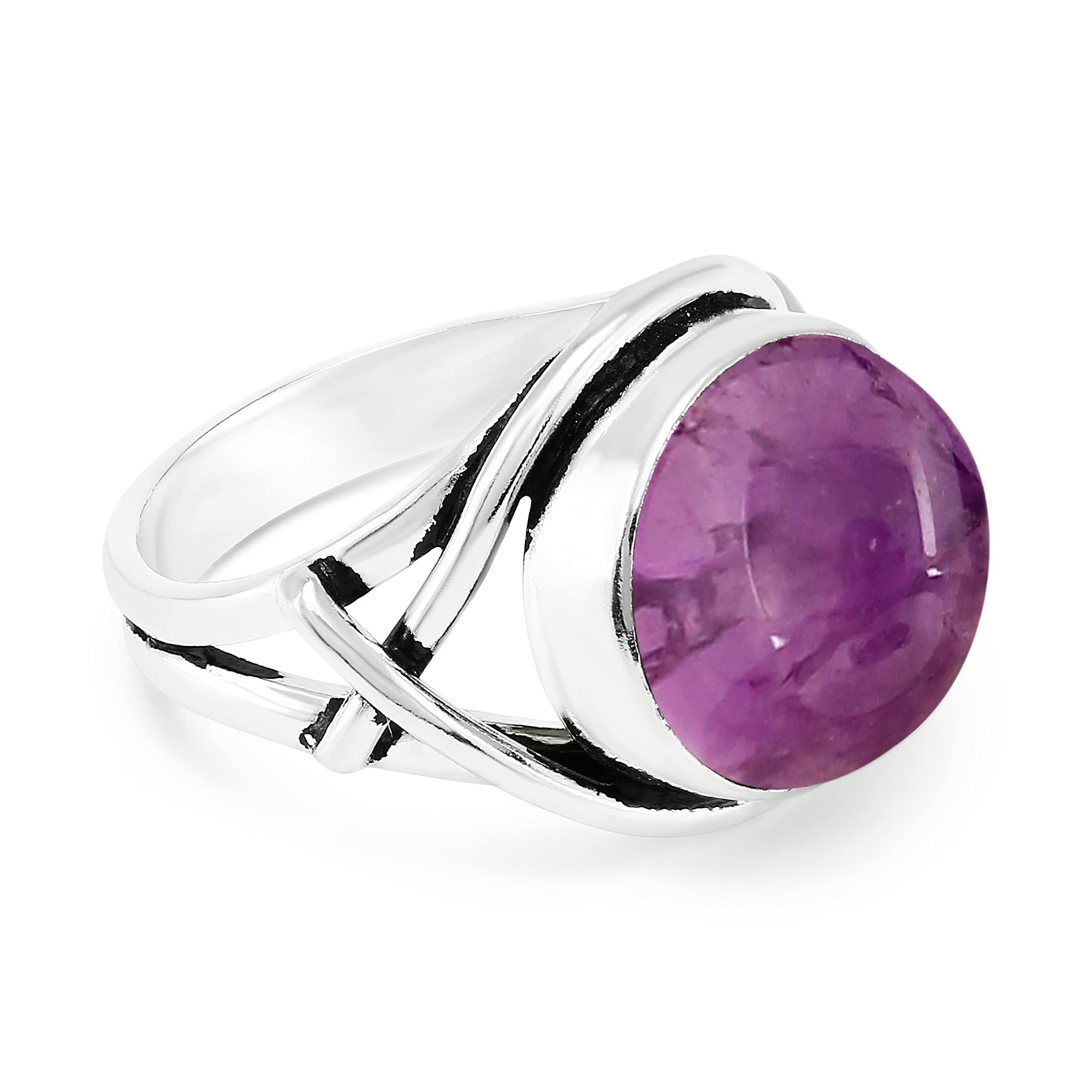MIRRAMOR Natural Amethyst Ring Sz 8 925 Silver Overlay Solitaire Ring for Women