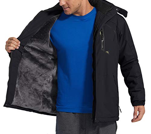 MAGNIVIT Men's Fleece Parkas Windproof Ice Fishing Hunting Jacket and Coat Black