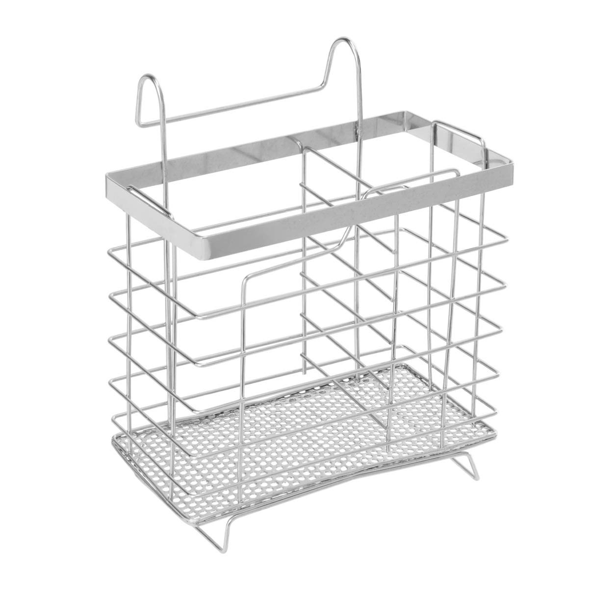 OSALADI Dish Drying Rack Stainless Steel Kitchen Utensil Holder Square Kitchen Caddy Sink Organizer Chopsticks Holder Hanging Kitchen Utensil Organizer Wire Storage Holder