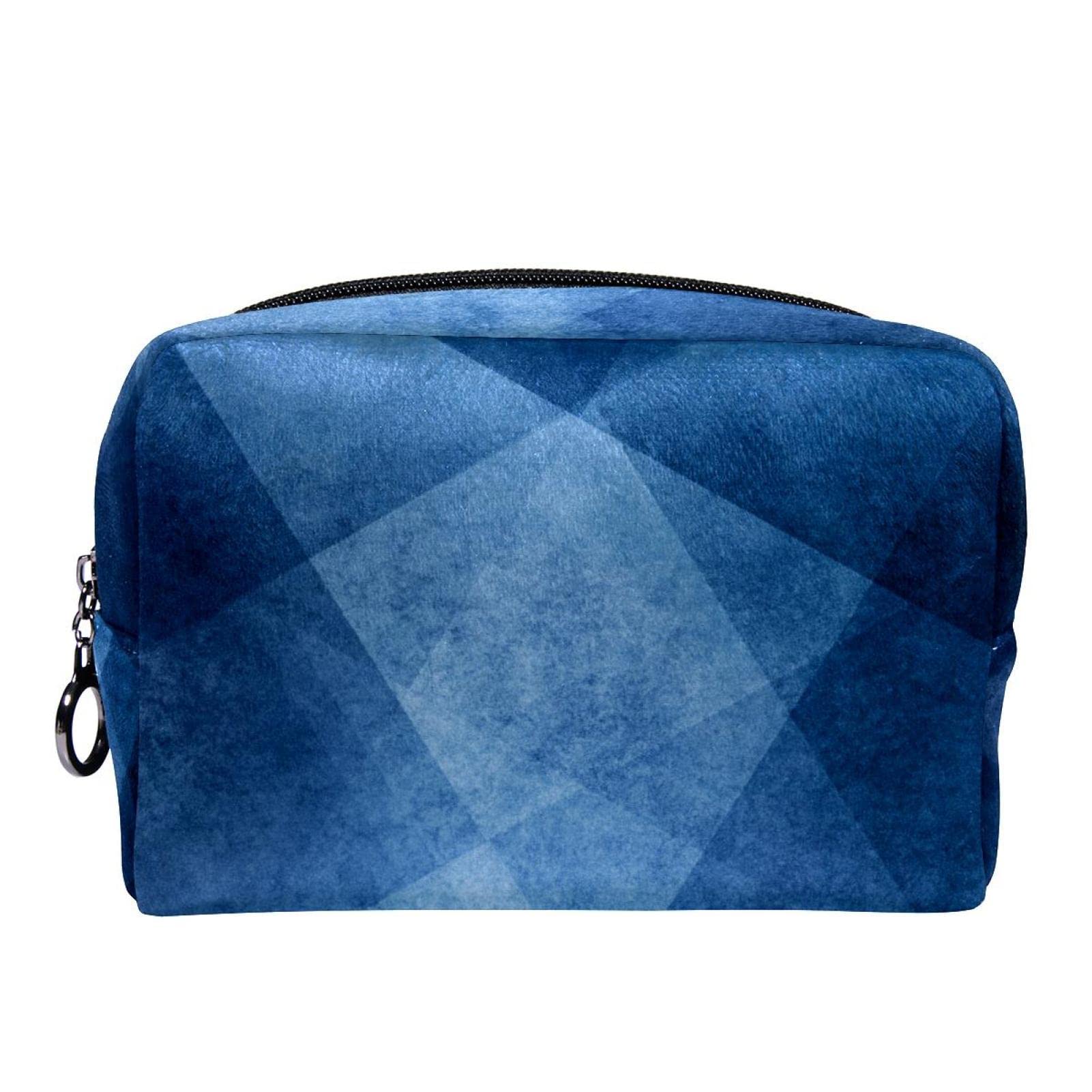 TBOUOBT Gifts for Men Women Makeup Bags Toiletry Pouch Small Cosmetic Bags, Navy Blue Geometric Pattern Modern