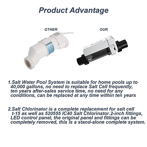 Pomeade Pool Salt Chlorine Generator Up to 25,000 Gallon, Salt Water Pool Chlorination System Replacement for IC20 IntelliChlor Salt Chlorination and W3AQR9 AquaRite Salt Water Chlorination