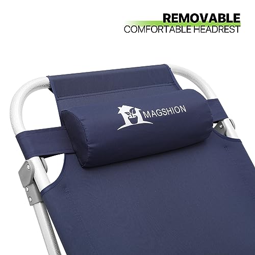 Magshion Ultralight Folding Tent Camping Cot Bed with Pillow Portable Design Comfort Small Collapsing Sleeping Bed Outdoor Traveling Picnic for Adults, Navy