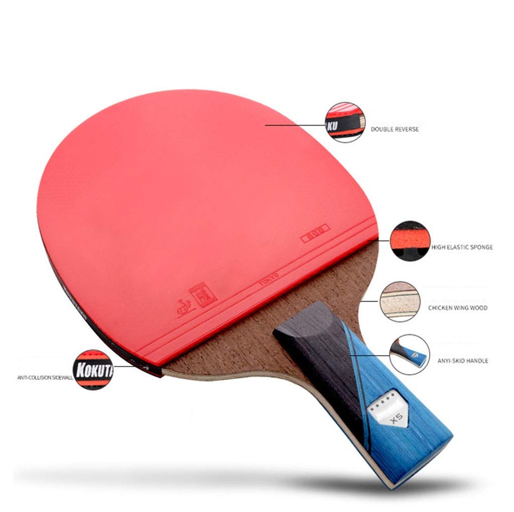 KATUEF Table Tennis Racket,Bats-Ping Pong Racket Set-2 Rackets and Suitcase-ITTF Approved 5 Star Rubber Racket, Long Handle/Short Handle, Office-Home-Indoor or Outdoor Game Entertainment