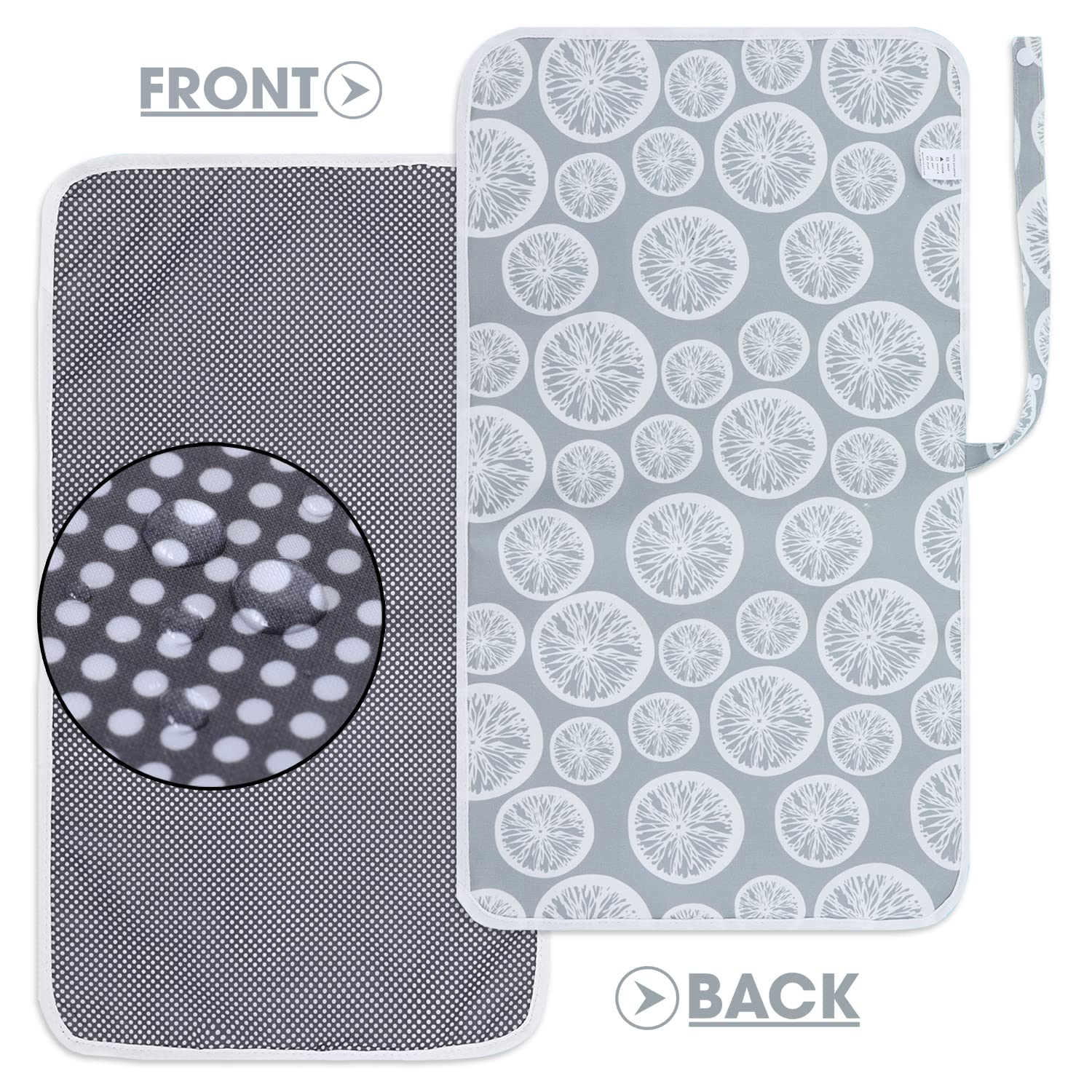 TDIAPERS Baby Changing Pad, Portable Baby Changing Pad Waterproof Reusable, Travel Changing Mat for Newborn Baby(Grey Lemon)