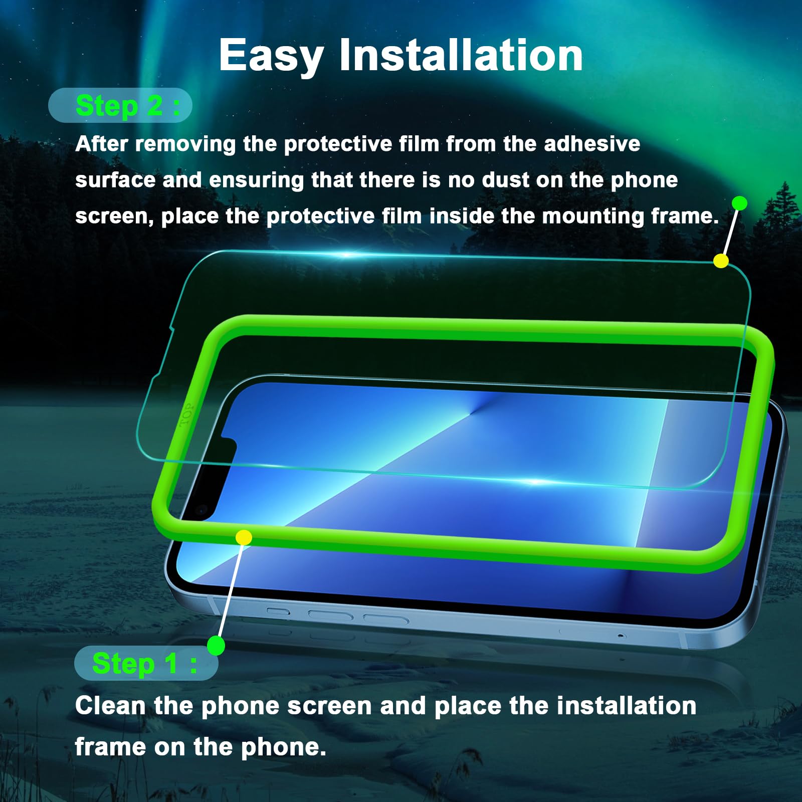 JESOHO Blue Light Screen Protector for iPhone 13 Pro Max & iPhone 14 Plus (6.7''), Eye Protection Tempered Glass Film, Scratch-Resistant, No Bubble, Anti Glare,with Easy Installation Kit, 2 Pack