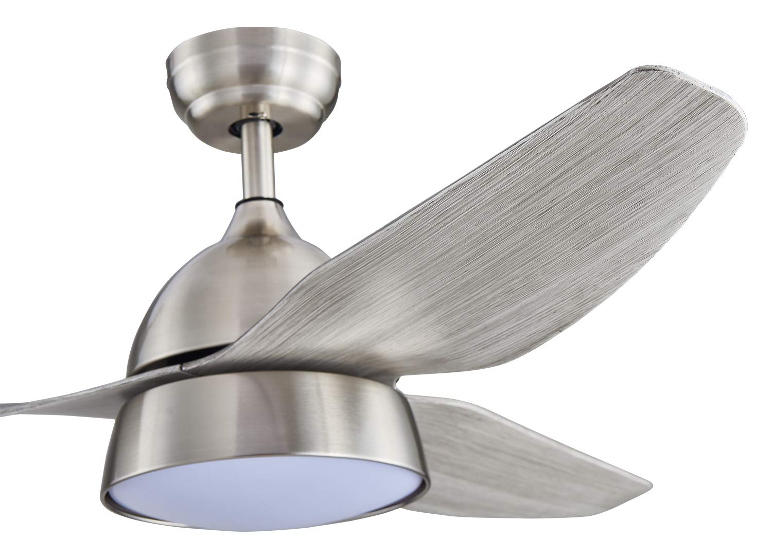 LAMPSMORE 52 Inch Indoor Ceiling Fan With Lights,Nickel Ceiling Fan Light Kit For Bedroom,Modern Ceiling Fan With Remote,Industrial Ceiling Fan With 3 Blades