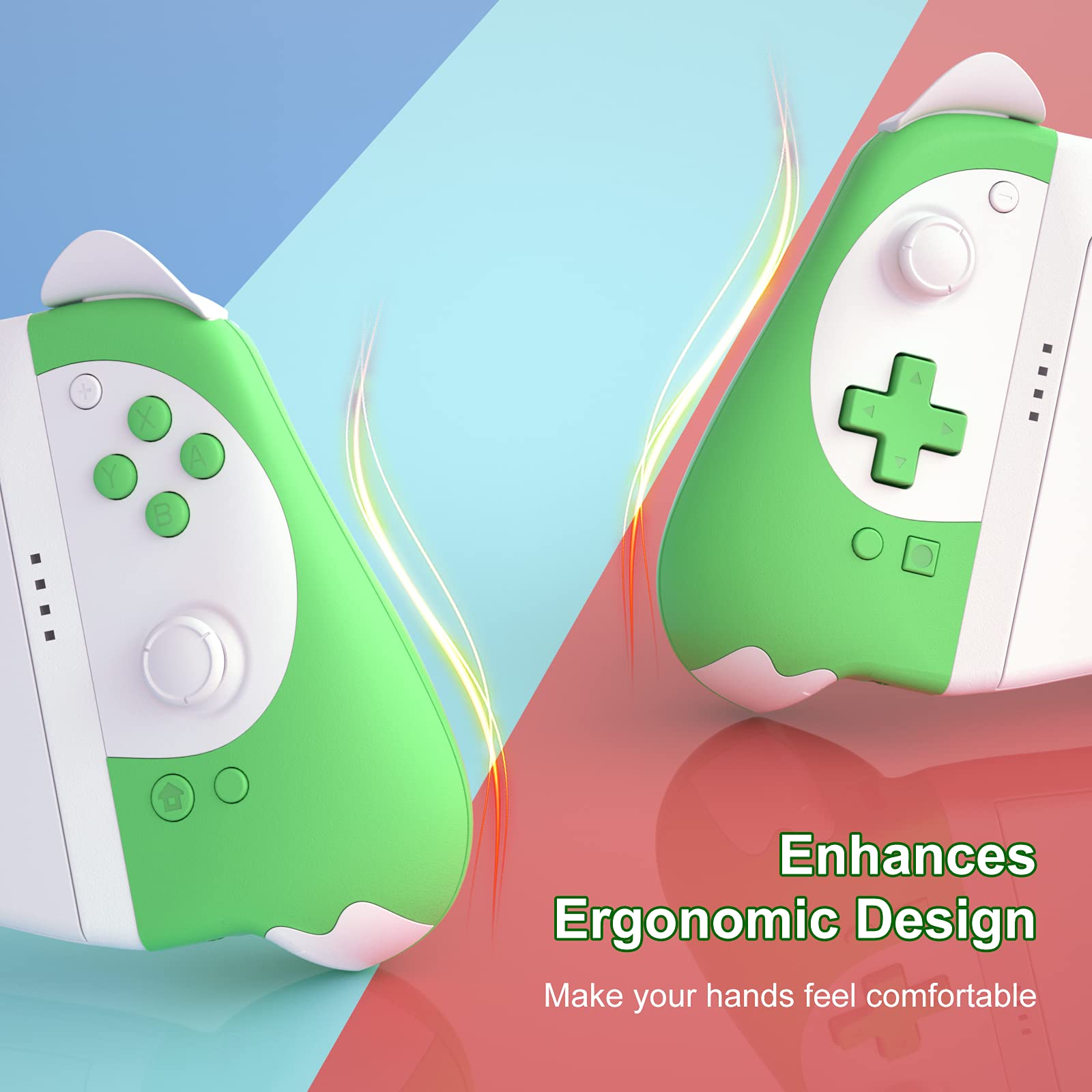 KINGEAR Controller for Nintendo Switch, Cat Switch Controller for Women Men Gifts, Wireless Joypad for Nintendo Switch, Kawaii Accessories Left and Right Controller with Six Gyro Axis/Dual Vibration