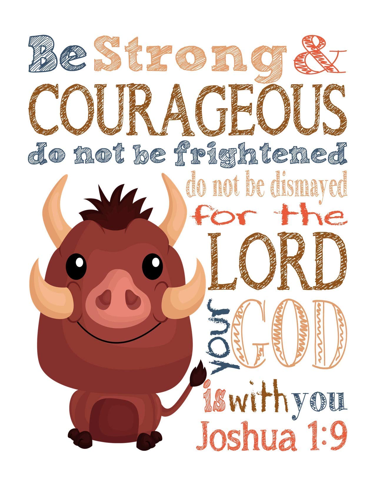 Lion King Christian Nursery Decor Set of 4 Unframed Prints - Mufasa, Pumba, Simba and Timon with Bible Verses