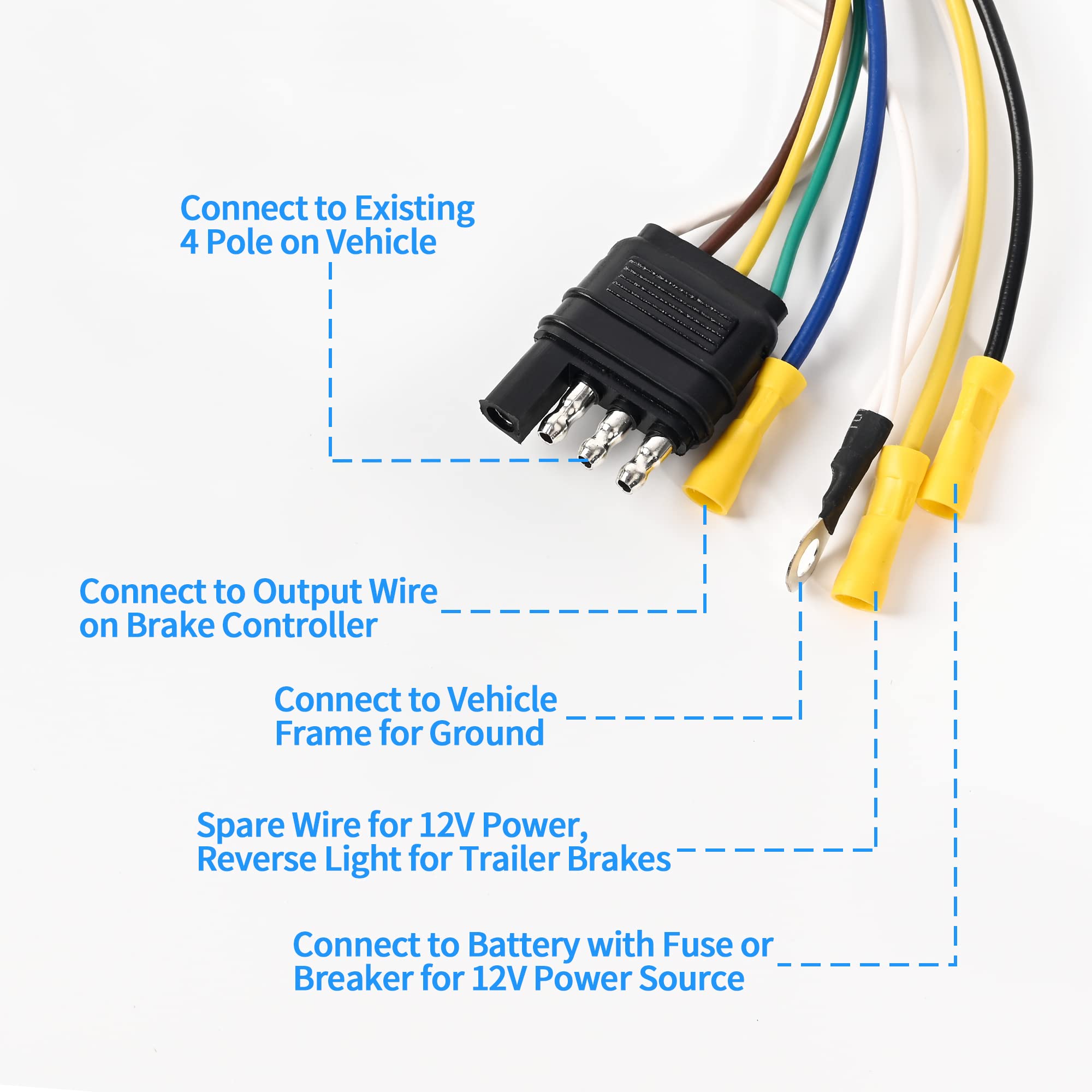 ikare 4-Way to 7-Way RV Blade and 4-Way Flat Female Trailer Wiring Adapter Connector Kit