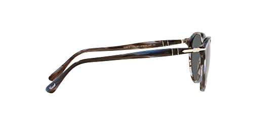 Persol PO3286S Round Sunglasses, Striped Blue/Dark Grey, 49 mm
