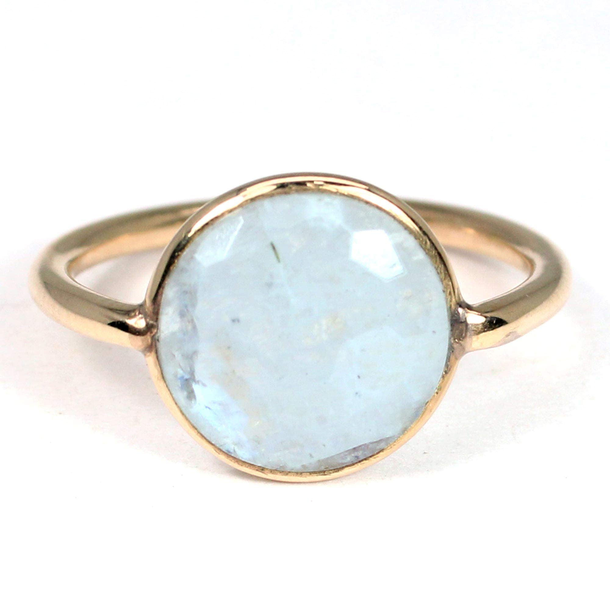 Moonstone Gold Plated 925 sterling silver Wholesale Gemstone Round Ring (6.5)