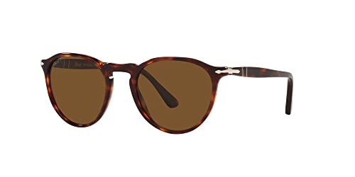 Persol PO3286S Round Sunglasses, Havana/Brown Polarized, 49 mm