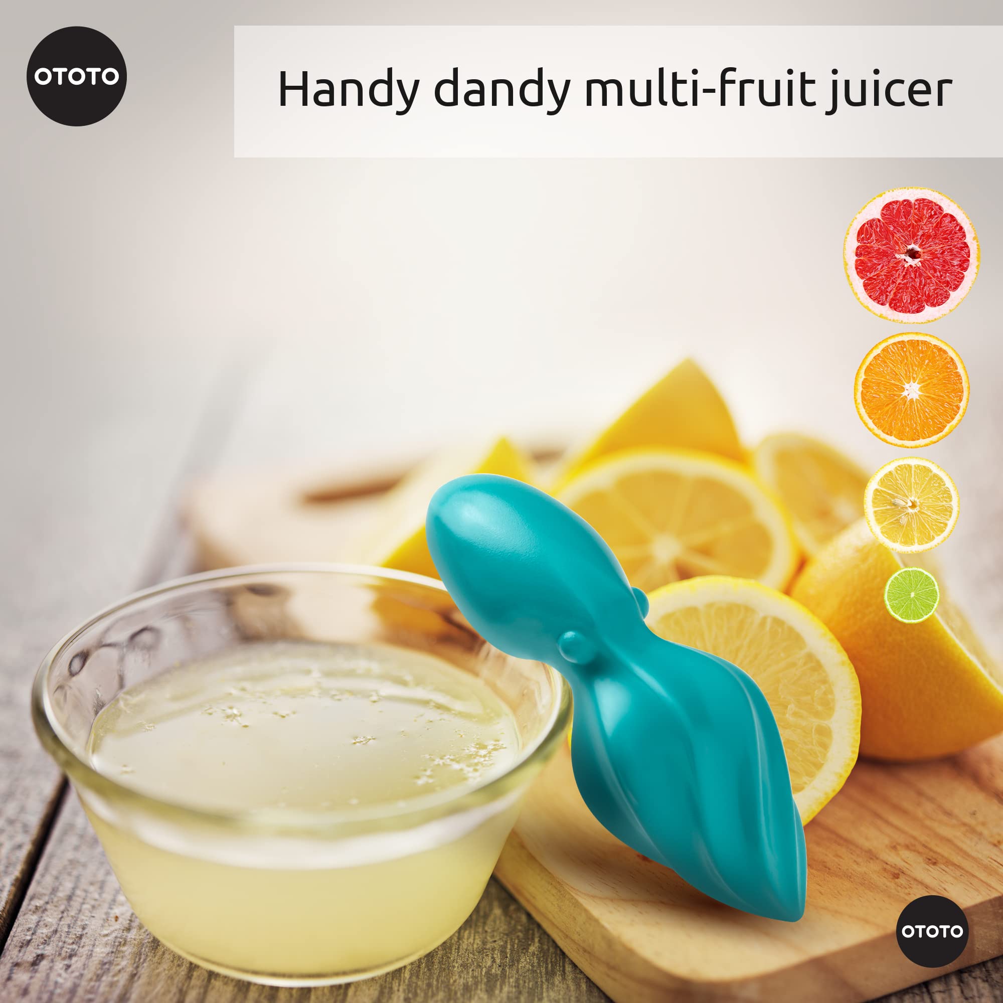 OCTO Lemon Juicer Hand by OTOTO - Easy to Hold Lemon Squeezer Manual for Lemon, Lime, Oranges - BPA Free, Dishwasher Safe Citrus Juicer Hand Press Manual - Fun Kitchen Gadgets & Tools