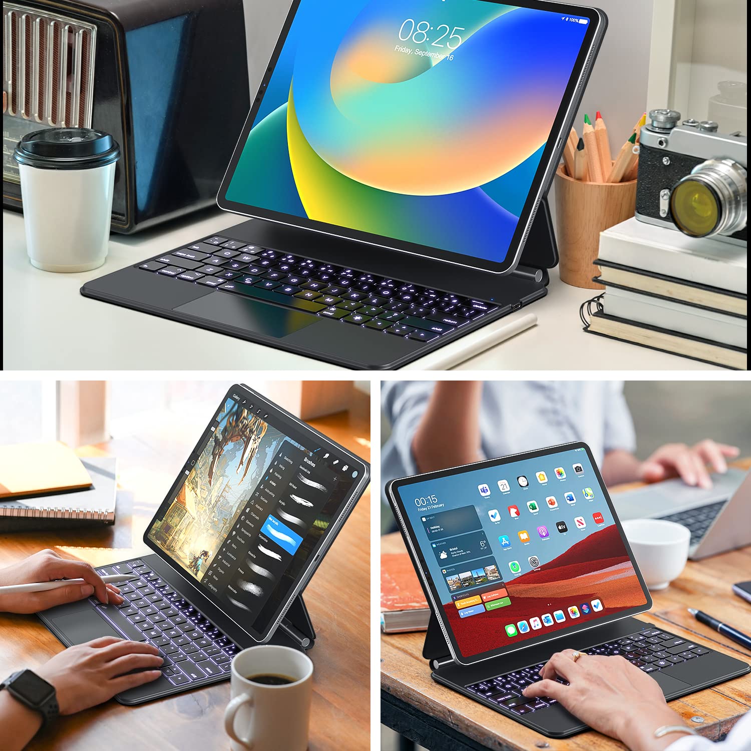 runelk Keyboard Case for iPad Pro 11 inch 2022-4th Generation / 10.9” Air 5th Gen – Magic-Style Keyboard Case with Multi-Touch Trackpad Compatible with iPad Pro 11” 1st /2nd /3rd /& Air 4th Gen.