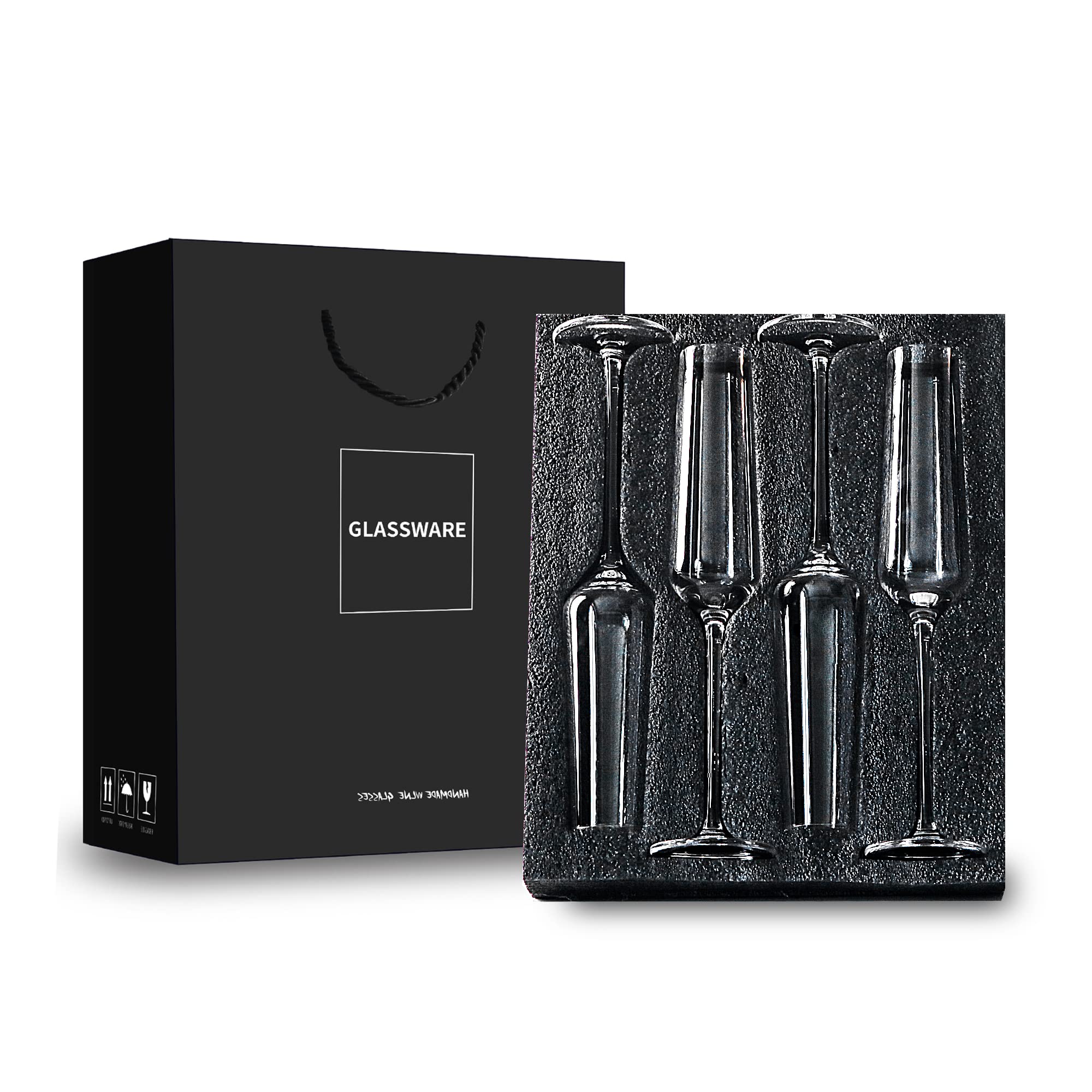 MACLETON Champagne Flutes Set of 4, Premium Stemmed Crystal Champagne Glasses β Exquisite Craftsmanship β Ideal for Home Bar, Special Occasions