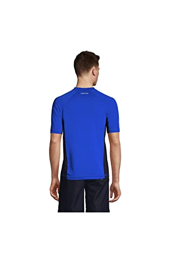 Lands' End Mens Short Sleeve Swim Tee Rash Guard Vibrant Blue Tall Large