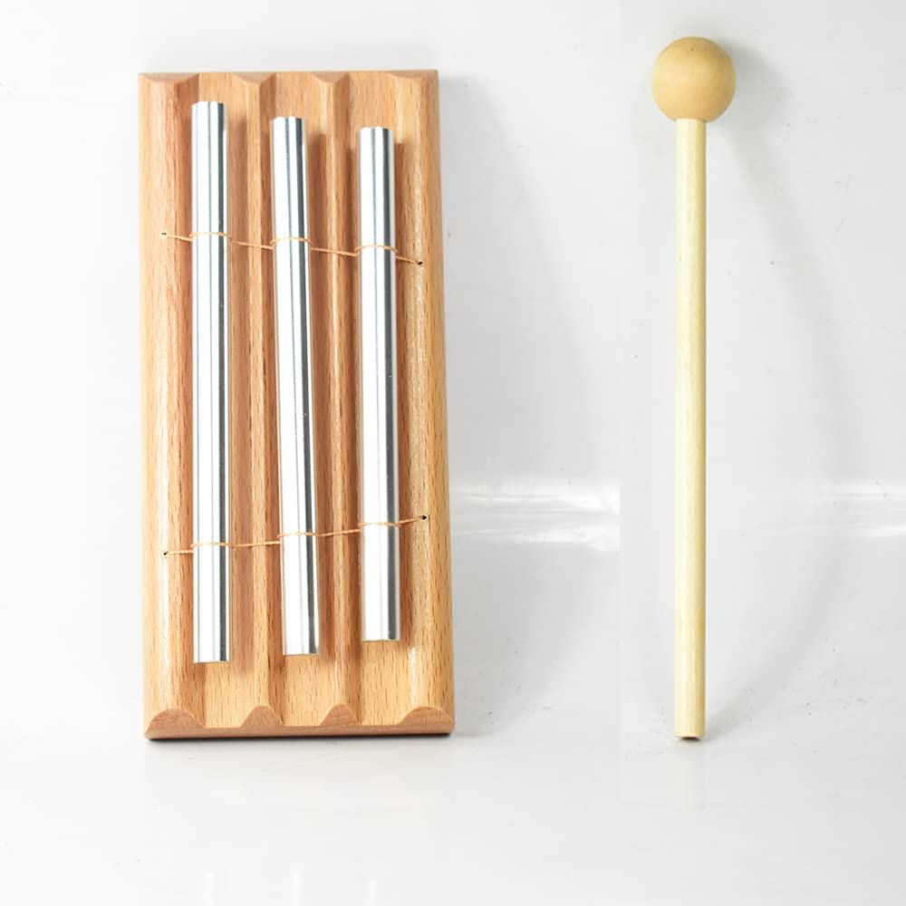 Meditation Chime Classroom Chime Accompaniment Sound Tube Reminder Bell with Mallet Mindfulness Bell for Yoga (Trio Chime)