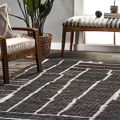 nuLOOM Krissy Modern Wool Machine Washable Area Rug, 6x9, Grey