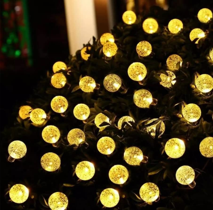 Lezonic Solar String Lights Outdoor Waterproof,50LED Solar Crystal Globe Lights,8 Mode 7M/24Ft Outdoor Solar Powered String Lights for Garden,Patio Yard,Christmas,Parties,Wedding(Warm White)
