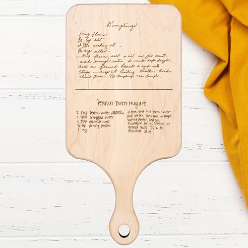 Personalized Handwritten Recipe Cutting Boards Custom Wooden Chopping Boards for Kitchen for Grandmother Kitchen Essentials Customized Chef Housewarming Presents (W/Handle Shape)