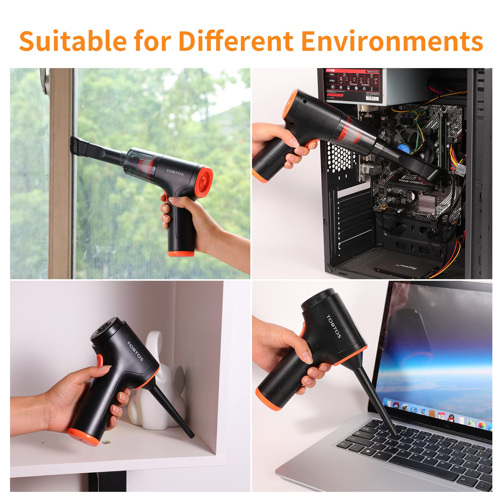 TOBTOS Computer Vacuum Cleaners, Cordless Computer Cleaner, USB Rechargeable Compressed Keyboard Cleaner for Car, Computer Keyboard, Home and Office Dust Cleaning…