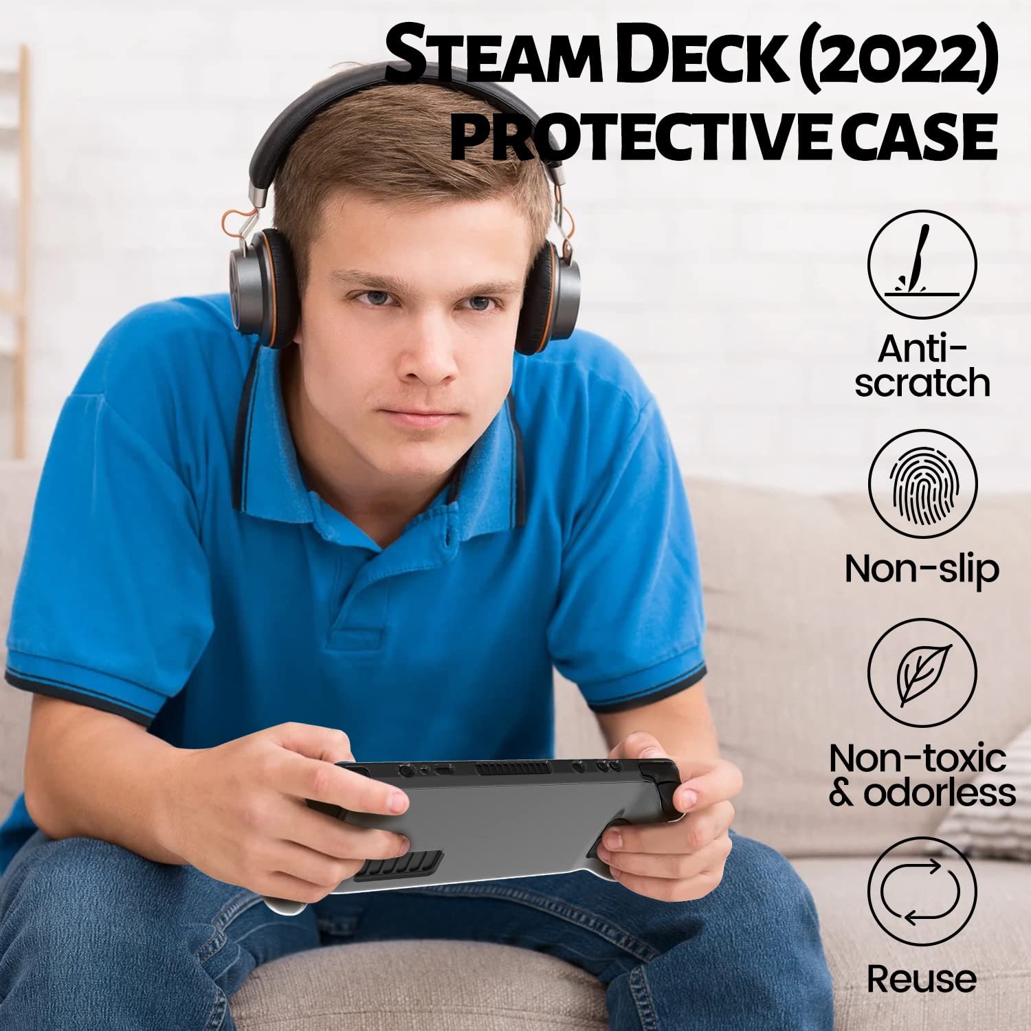 Protective Case for Steam Deck,Soft Rubber Protective case,Anti-Drop and Anti-Skid Protective Case (Transparent White)